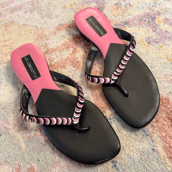 Liz Claiborne | Shoes | Vintage Y2k Funky Black And Pink Leather Flip ...
